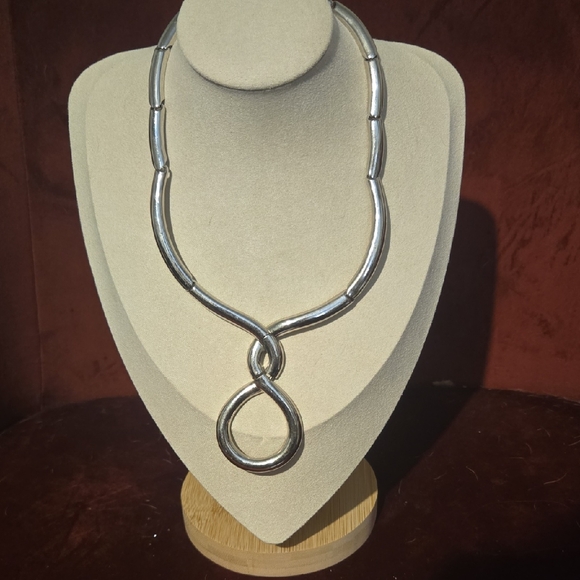Monet | Jewelry | Vintage Monet Segmented Silver Tone Statement Loop ...